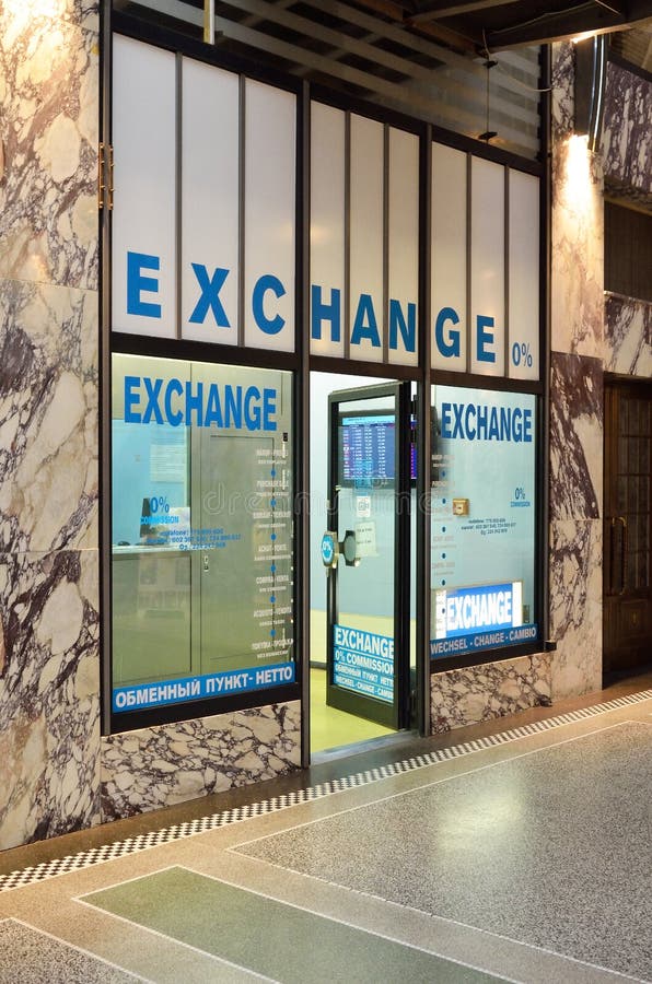 Exchange Office in Prague City Editorial Stock Image - Image of light ...