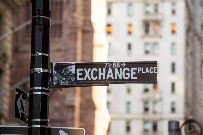Exchange Place Sign in New York Editorial Stock Photo - Image of ...