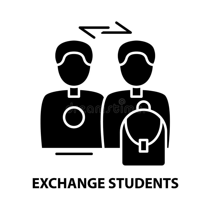 Exchange Students Icon, Black Vector Sign with Editable Strokes ...