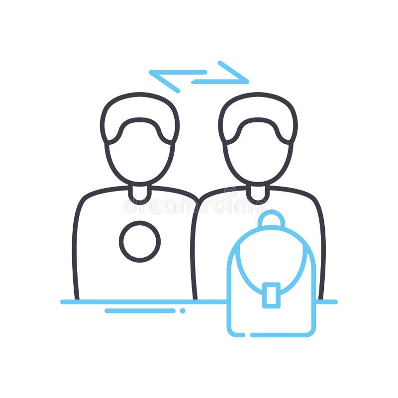 Exchange Students Line Icon, Outline Symbol, Vector Illustration ...