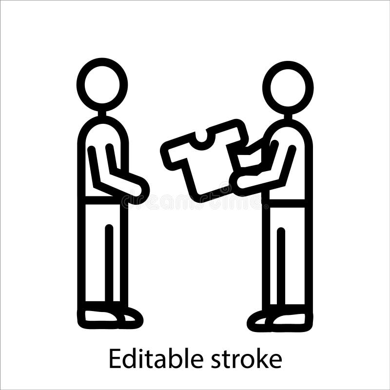 Exchange of Things between People Outline Icon. Customizable Linear ...