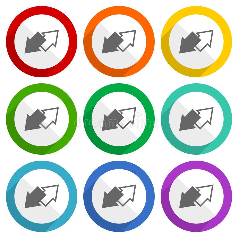 Exchange Vector Icons, Set of Colorful Flat Design Buttons for ...