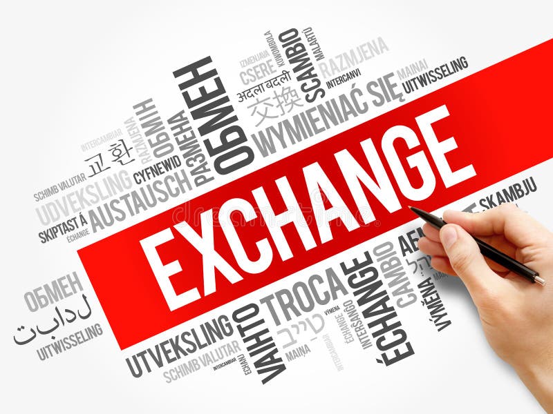 Exchange Word Cloud in Different Languages Stock Photo - Image of ...