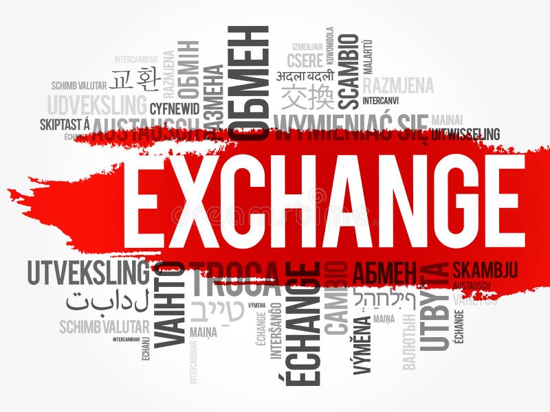 Exchange Word Cloud in Different Languages Stock Photo - Image of ...