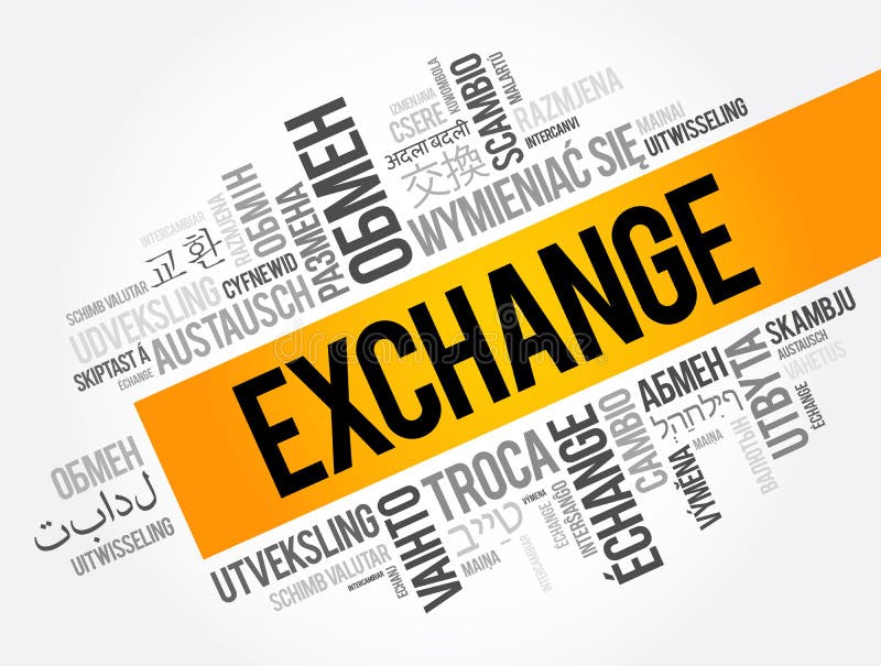 Exchange Word Cloud in Different Languages Stock Photo - Image of ...