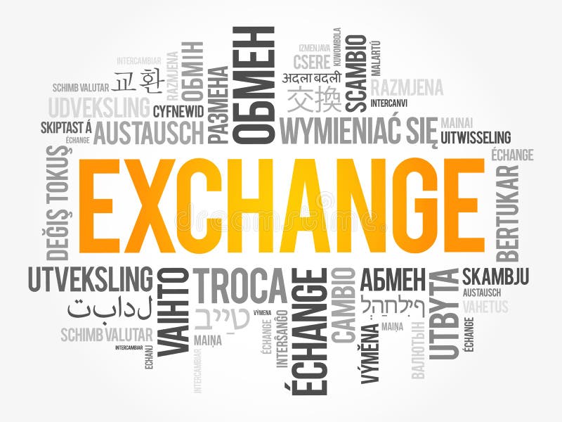 Exchange Word Cloud in Different Languages Stock Photo - Image of ...