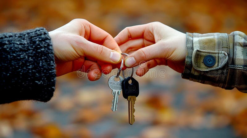 Exchanging Keys on a Beautiful Autumn Day Stock Illustration ...