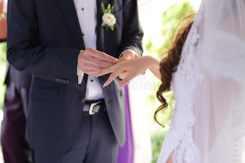 Exchanging Wedding Rings during Ceremony Stock Photo - Image of ...