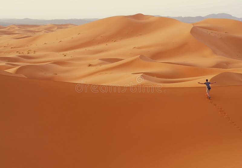 Excided Man with Spread Arms in Desert Stock Image - Image of amazing ...