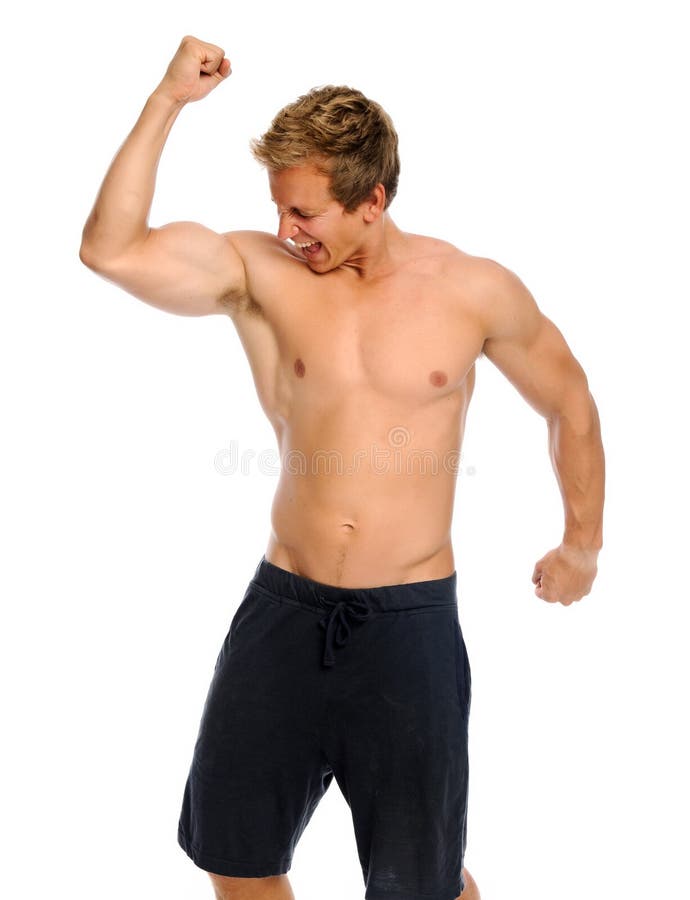 Excited Athlete Raises His Arms for Victory Stock Image - Image of ...