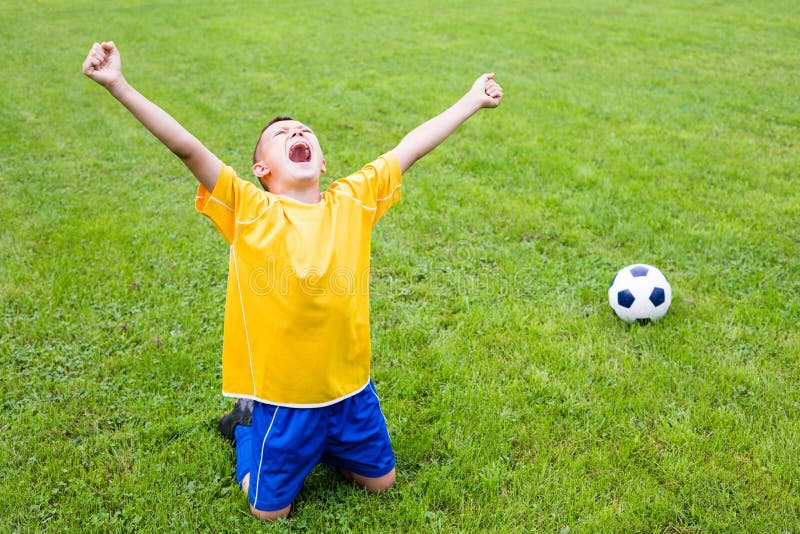 Excited Boy Football Player Stock Image - Image of player, cheerful ...