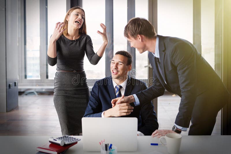 Excited Business People in Modern Office Working on Project Stock Image ...