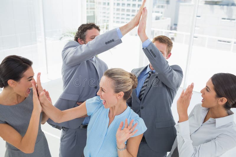 Excited Business Team Cheering Stock Image - Image of mature ...