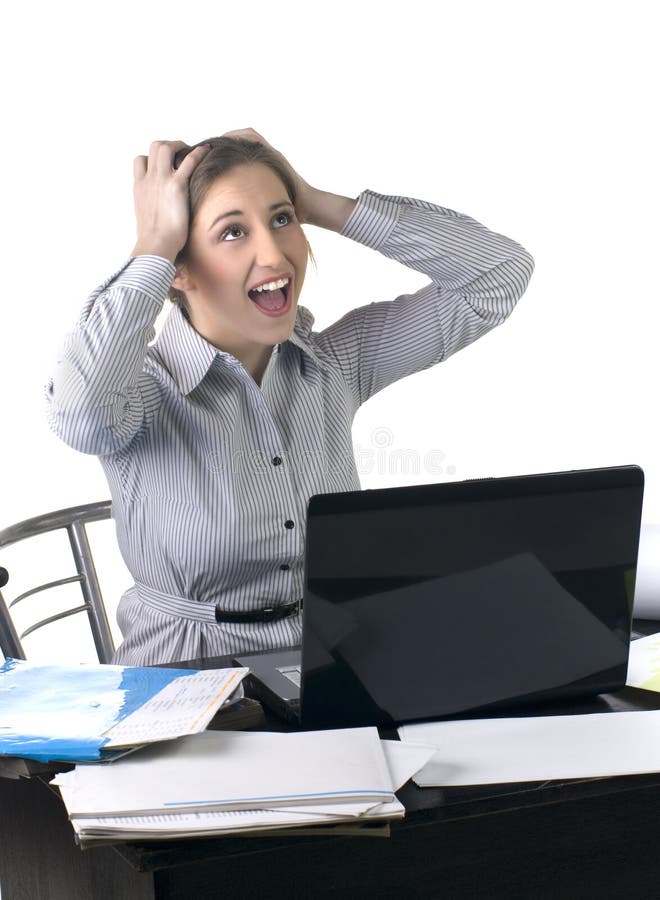 Excited Business Woman at Office with Laptop Stock Photo - Image of ... Excited Business Woman at Office with Laptop Stock Photo - Image of ...