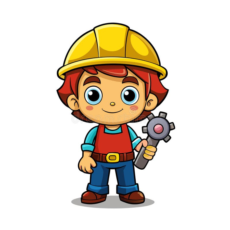 Excited Cartoon Engineer Exploring New Technologies Stock Vector ...