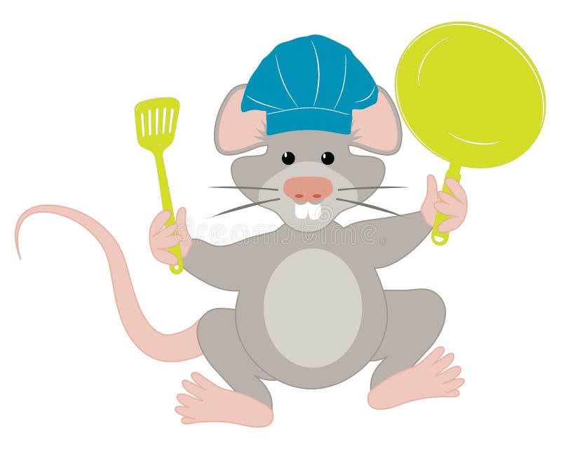 Excited Chef Rat Illustration Isolated on White with Clipping Path ...