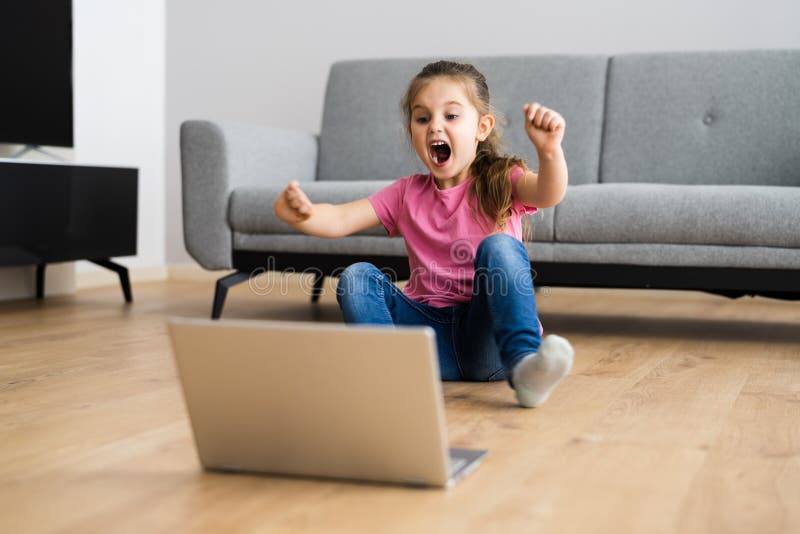 Excited Child Browsing Internet Stock Photo - Image of excited ...