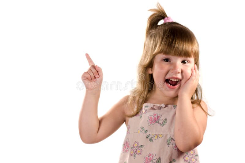 Excited child pointing up stock image. Image of caucasian - 3081405