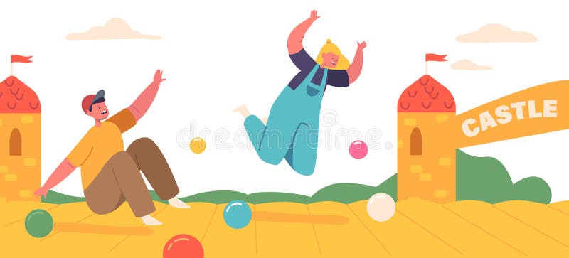 Excited Children Having a Blast on Inflatable Attractions, Bouncing and ...