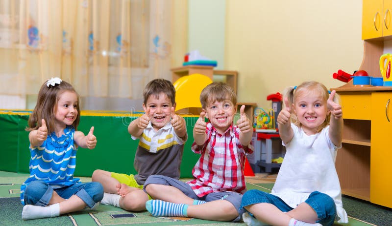 Excited Children Holding Thumbs Up Stock Image - Image of active ...
