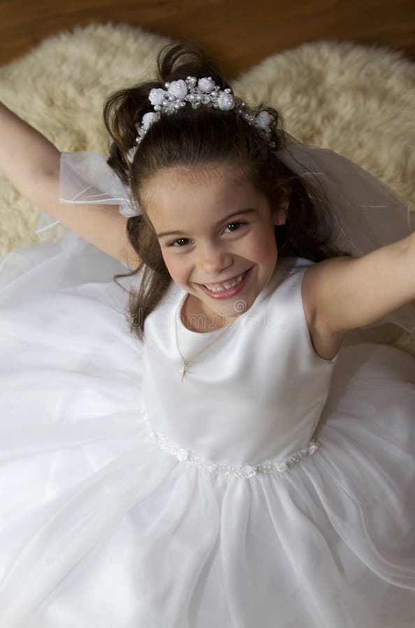 Excited Communion Girl stock photo. Image of princess - 5035730