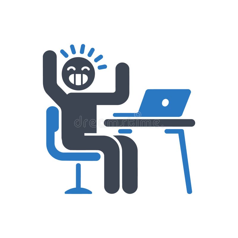 Excited Computer User Icon stock illustration. Illustration of symbol ...