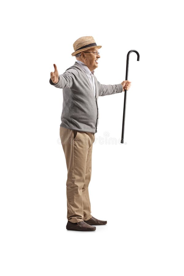 Excited Elderly Man Waiting with Arms Wide Open Stock Image - Image of ...