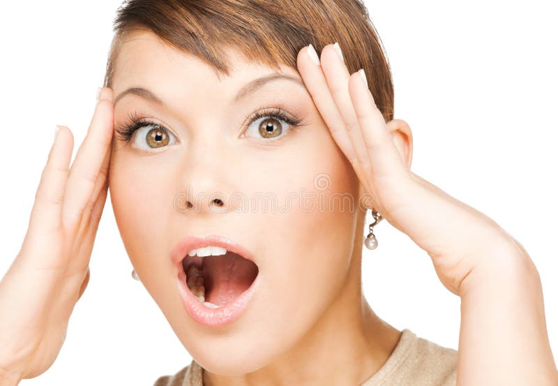 Excited face of woman stock photo. Image of amazed, communication ...