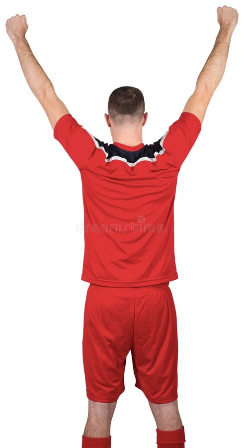 Excited Football Player Kneeling in Stadium Stock Photo - Image of ...