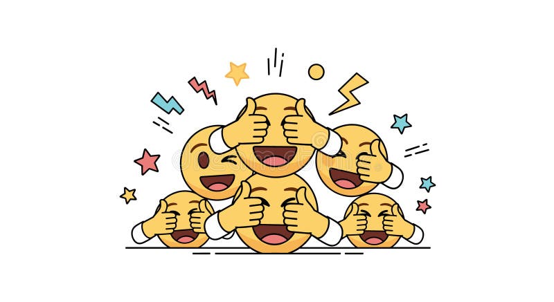 Excited Group of Faces Celebrating Together with Positive Energy in Flat Minimalist Style Stock ...