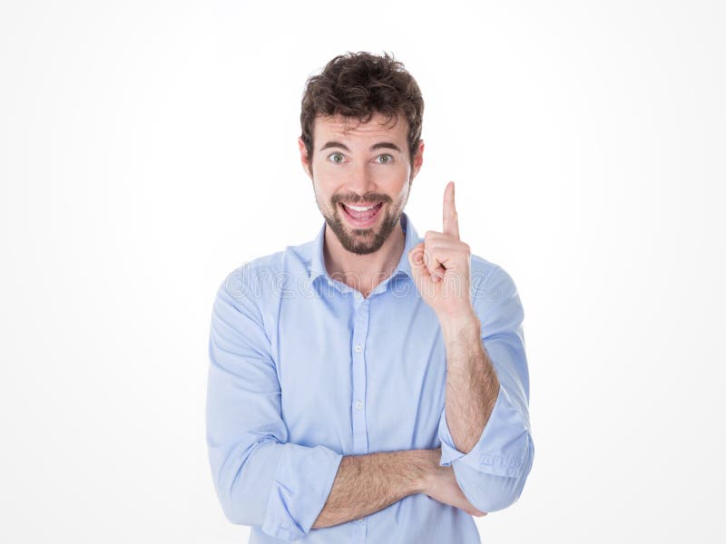 Excited Guy Pointing a Great Idea Stock Image - Image of inspiration ...