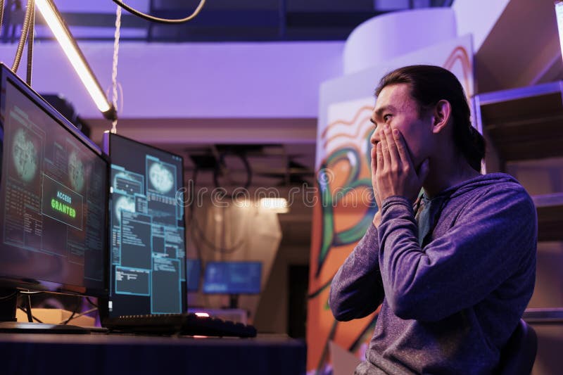 Excited Hacker Getting Access Granted Stock Photo - Image of malware ...