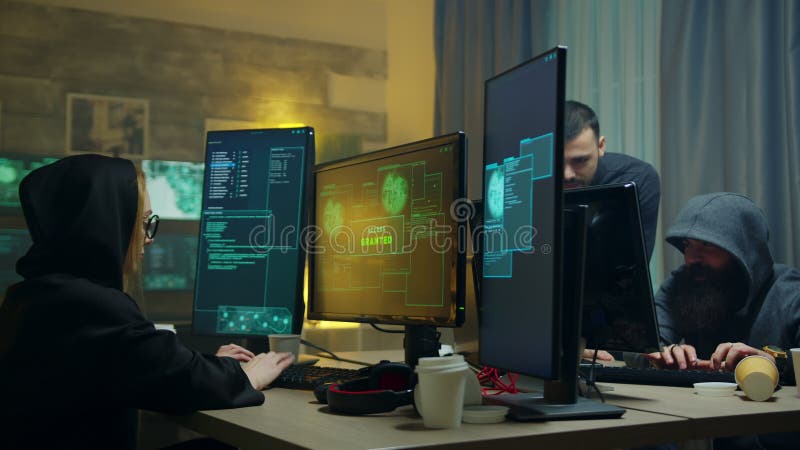 Excited Hacker Team after Access Granted on a Cyber Attack Stock Video ...