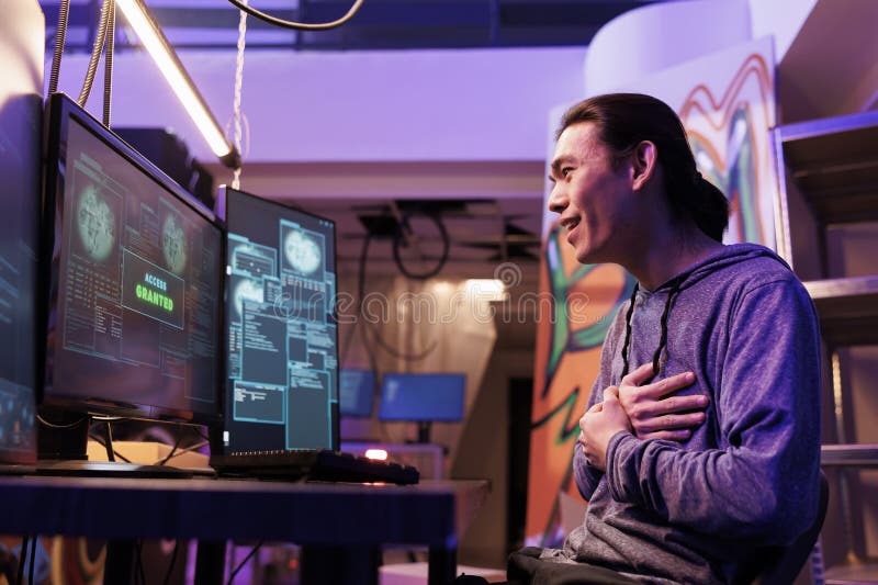 Excited Hacking System Successfully Stock Image - Image of granted ...