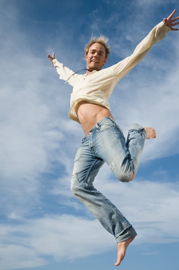 Excited jump in the sky stock image. Image of happy, freedom - 9896253