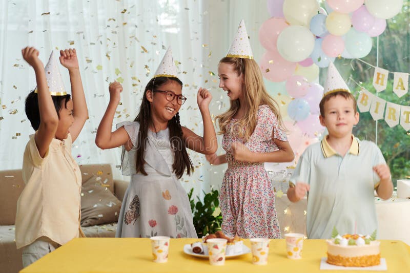 Kids Dancing at Birthday Party Stock Image - Image of kids, cute: 283383175