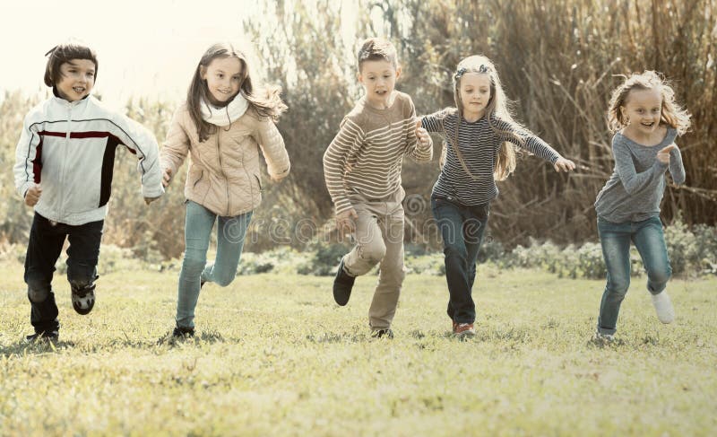 Excited Kids Full of Energy Stock Photo - Image of girls, five: 75161326