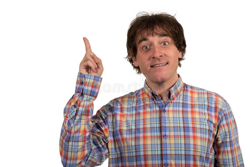 Excited Man Pointing a Great Idea Stock Image - Image of facial, space ...