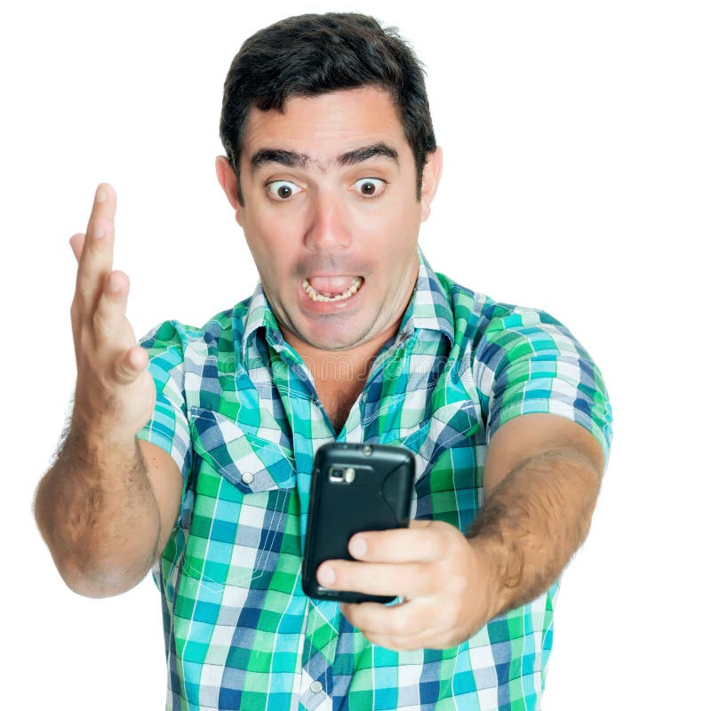 Excited Man Yelling at His Phone Stock Image - Image of communication ...