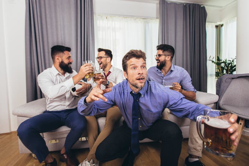 Men Watching Sport Match, Championship at Home Stock Photo - Image of ...