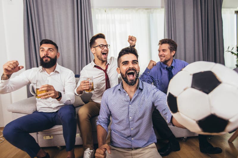 Men Watching Sport Match, Championship at Home Stock Photo - Image of ...