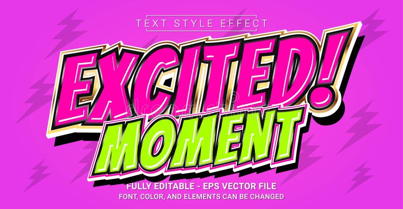Excited Moment Text Style Effect. Editable Graphic Text Template Stock ...