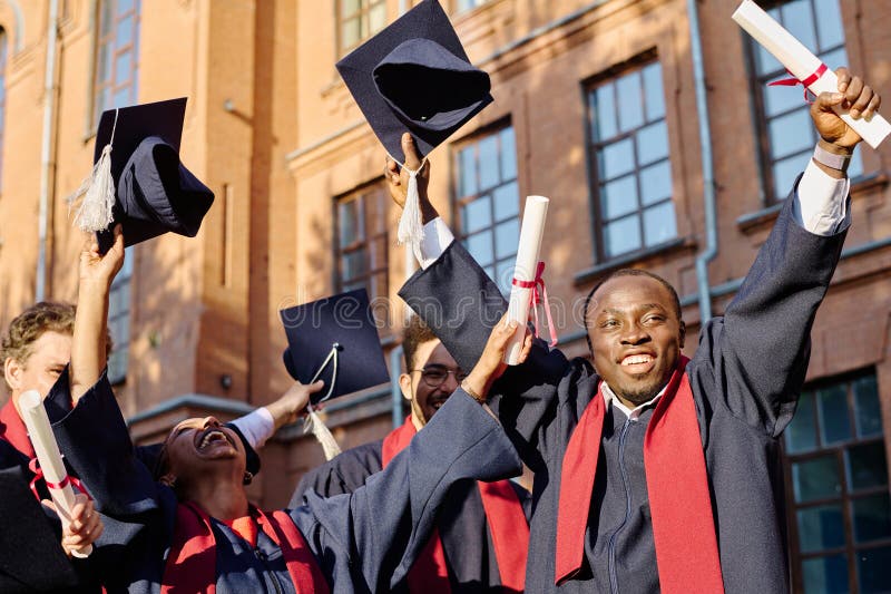 Excited Multiethnic Students Getting Diplomas Stock Image - Image of ...