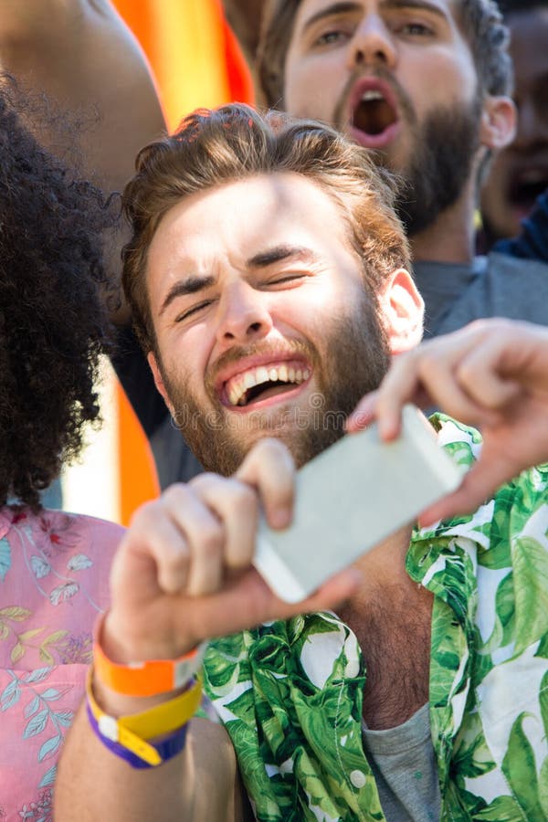 Excited Music Fan Taking Photo Stock Photo - Image of arts, enjoyment ...