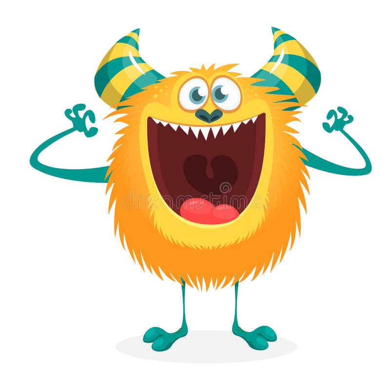 Excited Orange Monster. Catoon Illustration Stock Vector - Illustration ...