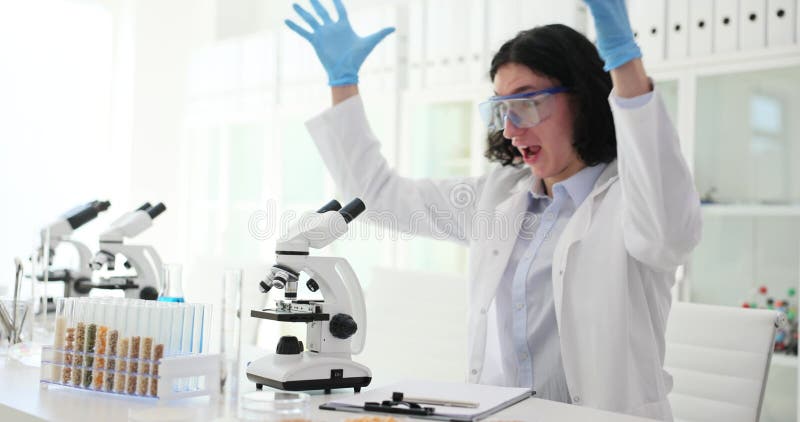 Excited Scientist Makes Important Discovery in Laboratory Stock Video ...