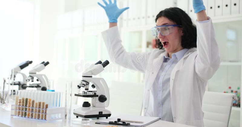 Excited Scientist Makes Important Discovery in Laboratory Stock Video ...