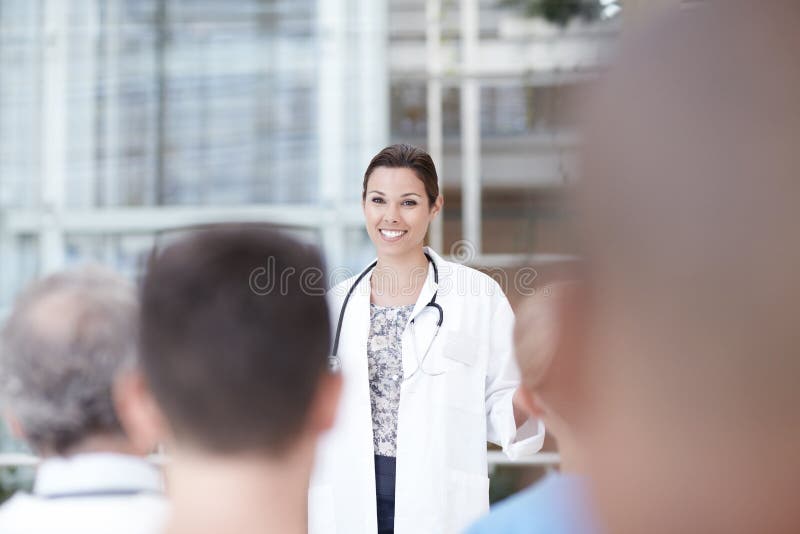 Excited about Sharing Her Knowledge. a Doctor Delivering a Speech in ...