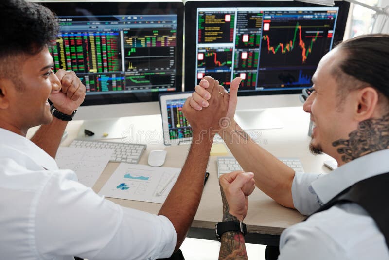 Excited Traders Shaking Hands Stock Image - Image of handshake, buying ...