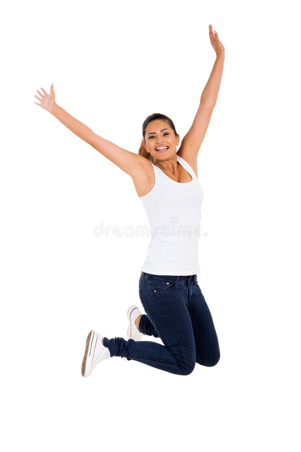 Teen Girl Jumping For Joy Stock Image Image Of Female 22081859